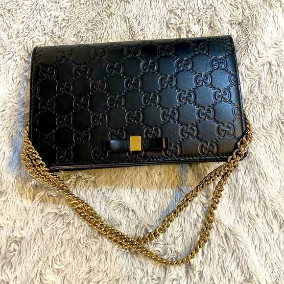 Gucci | Bags | Gucci Chain Guccissima Bow Blk Cross Body | Poshmark